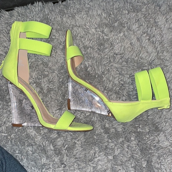 Shoes | Neon Green Wedge Heel | Poshmark